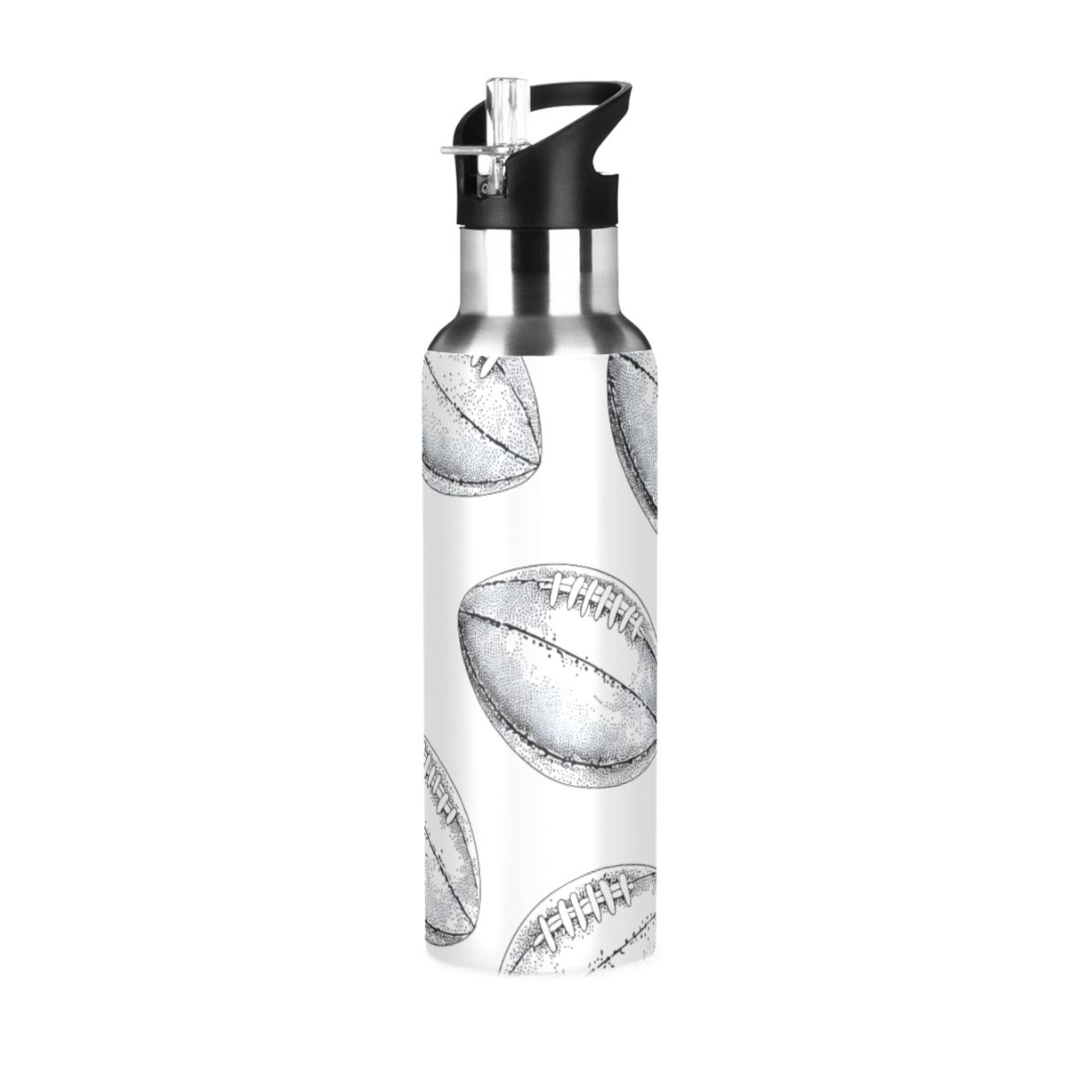 ALAZA Retro Rugby Football Water Bottle Insulated Flask Stainless Steel ...