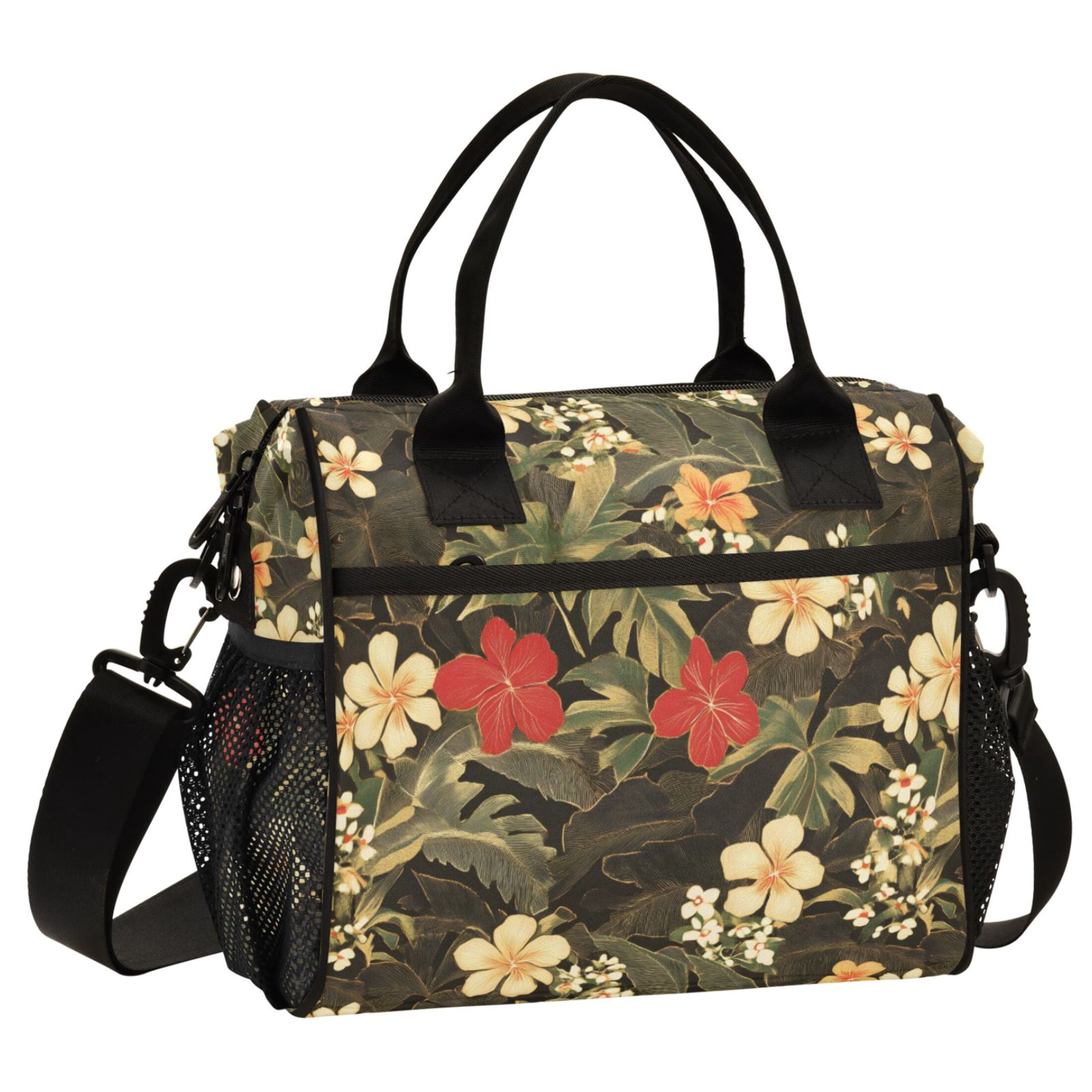 ALAZA Retro Tropical Flowers Print Cooler Lunch Bag Insulated Reusable ...