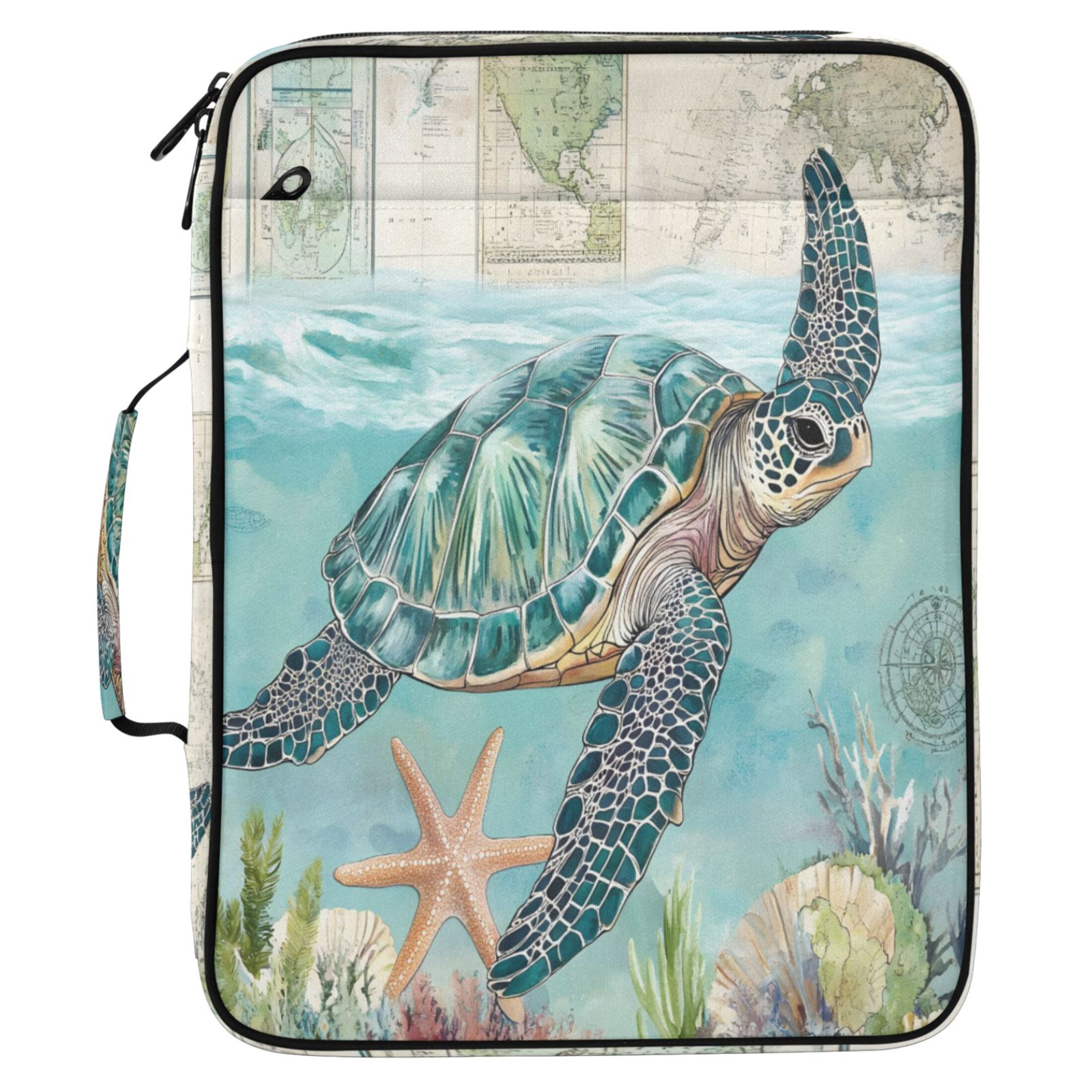 ALAZA Retro Turtle and Map Pattern Expanding Accordion File Folder 3 ...