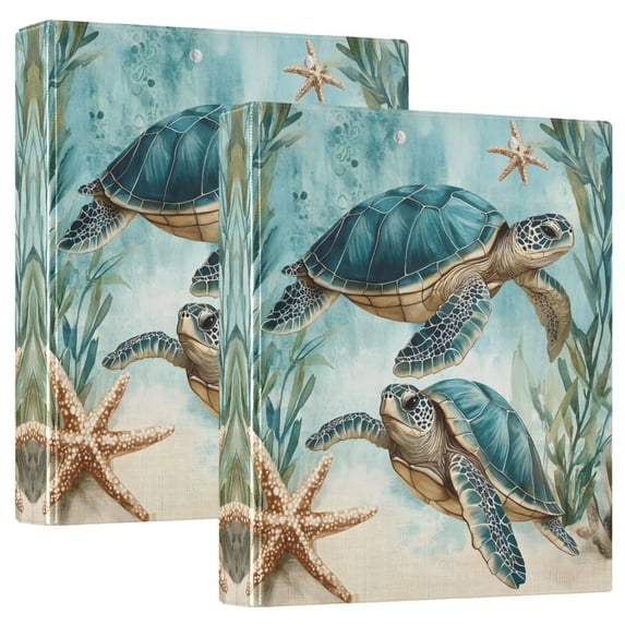 ALAZA Retro Turtle in Sea Hardcover 3 Ring Binder 1.5" D-Rings with ...