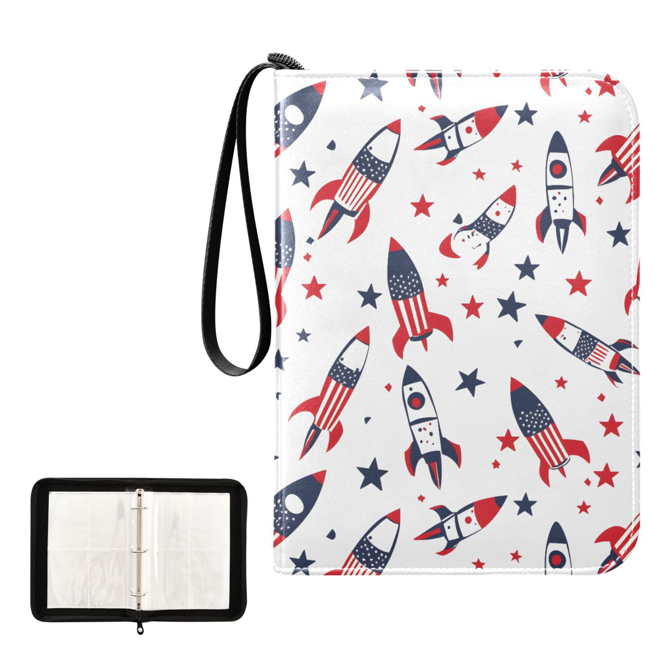 ALAZA Rocket American Flag Trading Card Binder 4 Pocket Cards ...