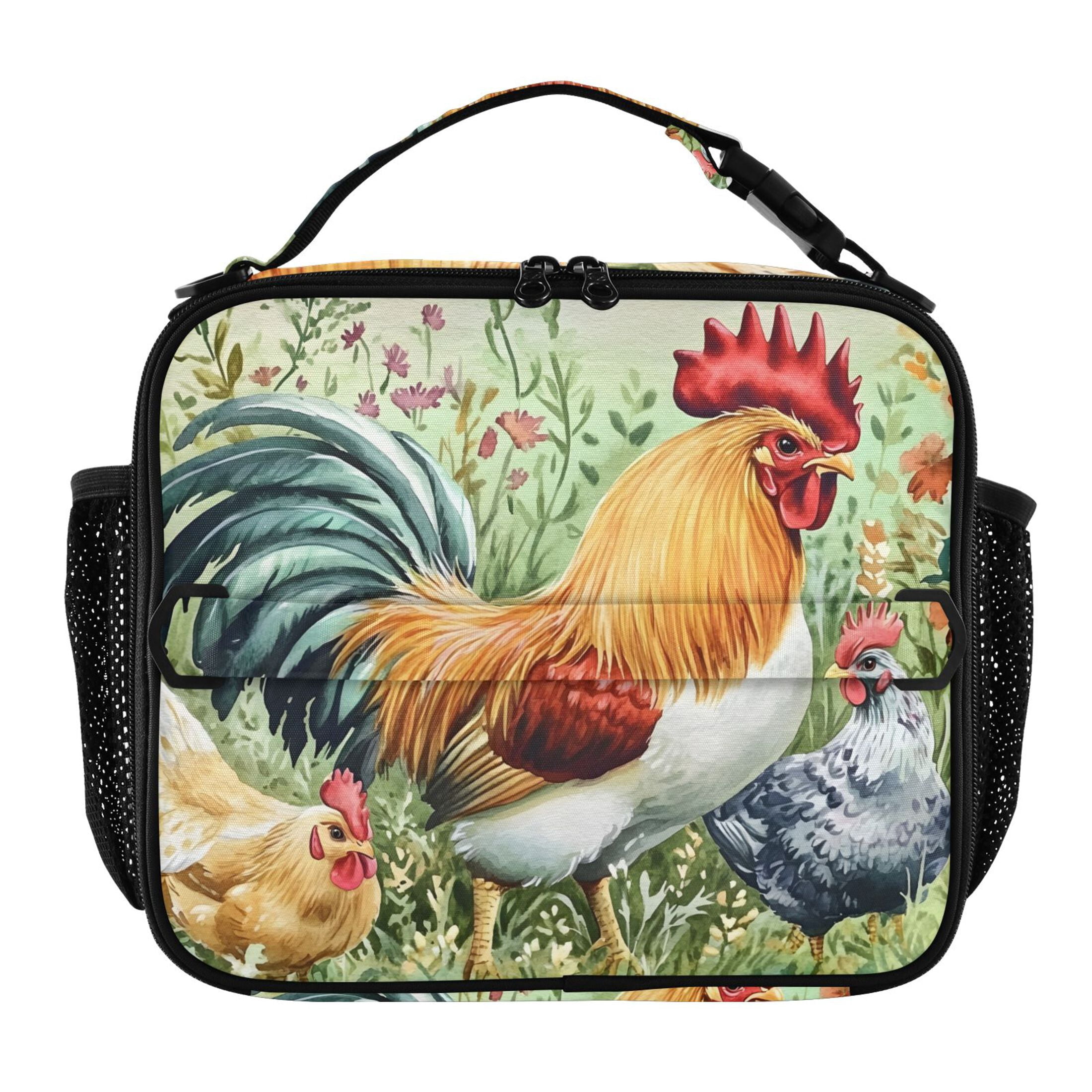 ALAZA Rooster in Grass Lunch Box Insulated Lunch Bag Cooler Tote with ...