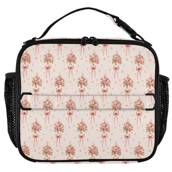 ALAZA Rose Bow Flowers Insulated Lunch Box Lunch Bag Cooler Tote with ...