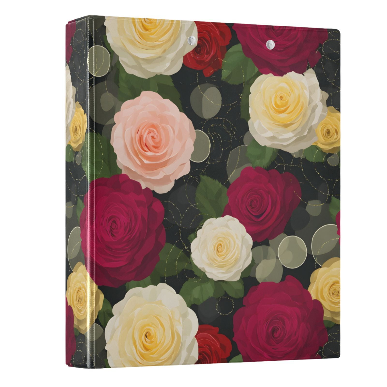 ALAZA Rose Flowers Floral 3 Ring Binder 1.5 Inch Three Ring Office ...