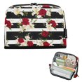 ALAZA Rose Flowers on Stripe Pencil Case Pen Pouch Bag Large Capacity ...