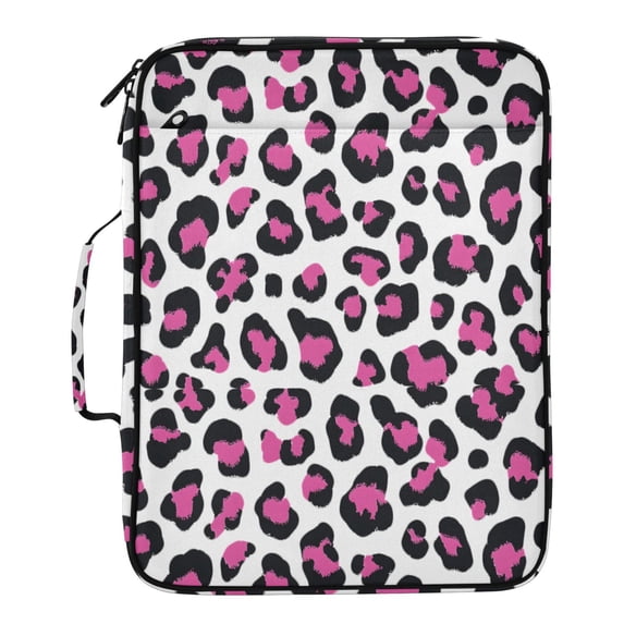 ALAZA Rose Red Leopard Pattern Expanding Accordion File Folder 3 Ring ...