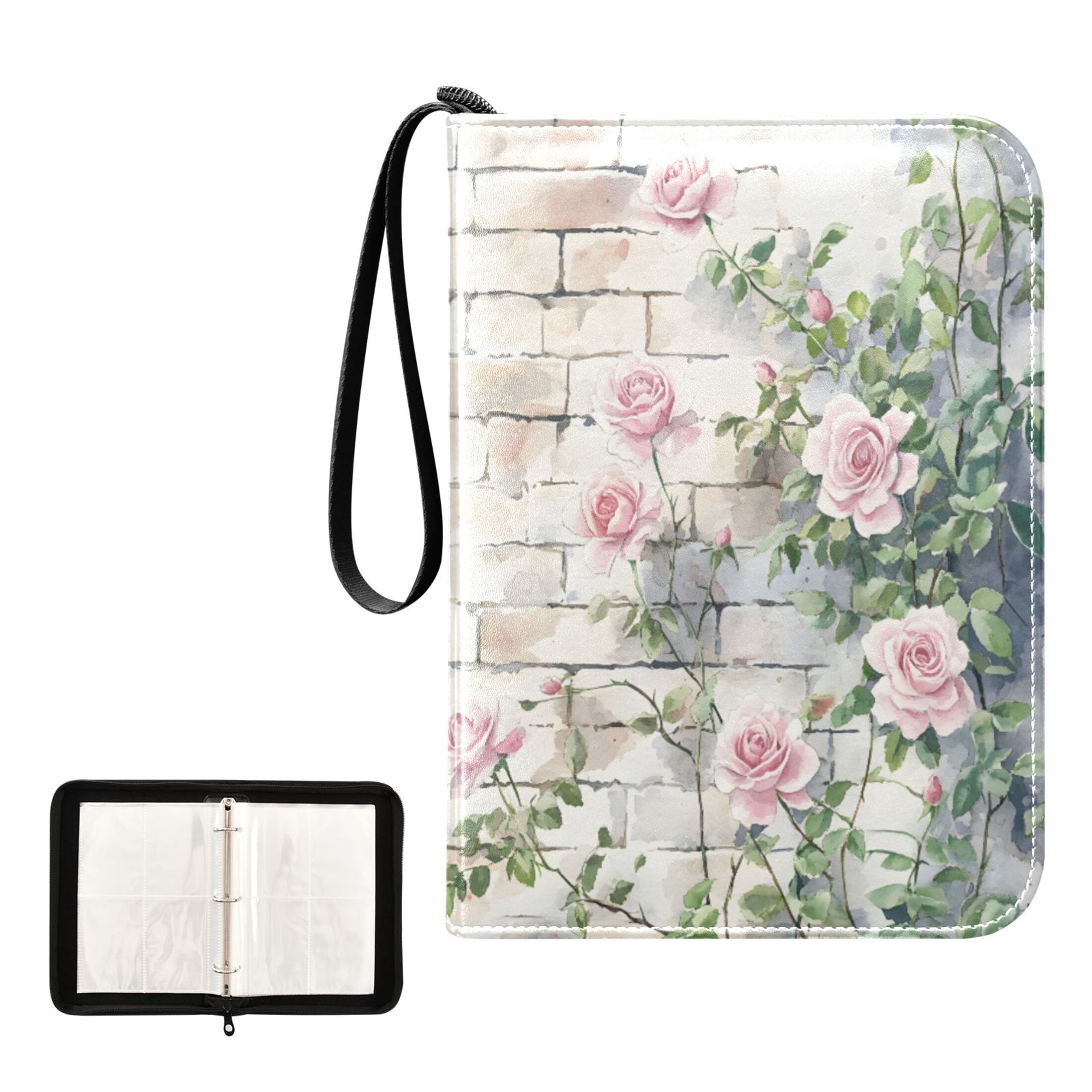 ALAZA Rose Retro Flower Trading Card Binder 4 Pocket Cards Collection ...