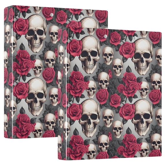 ALAZA Rose Skull Flowers Hardcover 3 Ring Binder 1.5" D-Rings with ...