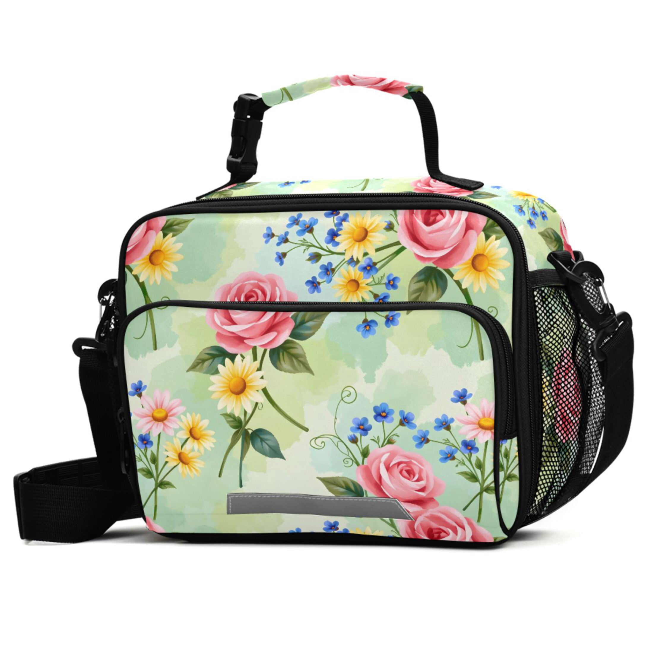 ALAZA Roses Daisy Flower Lunch Box Insulated Cooler Bag Reusable Tote ...
