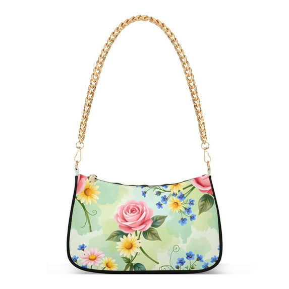 ALAZA Roses Daisy Flower Women's Chain Shoulder Bag Hobo Handbag Tote ...