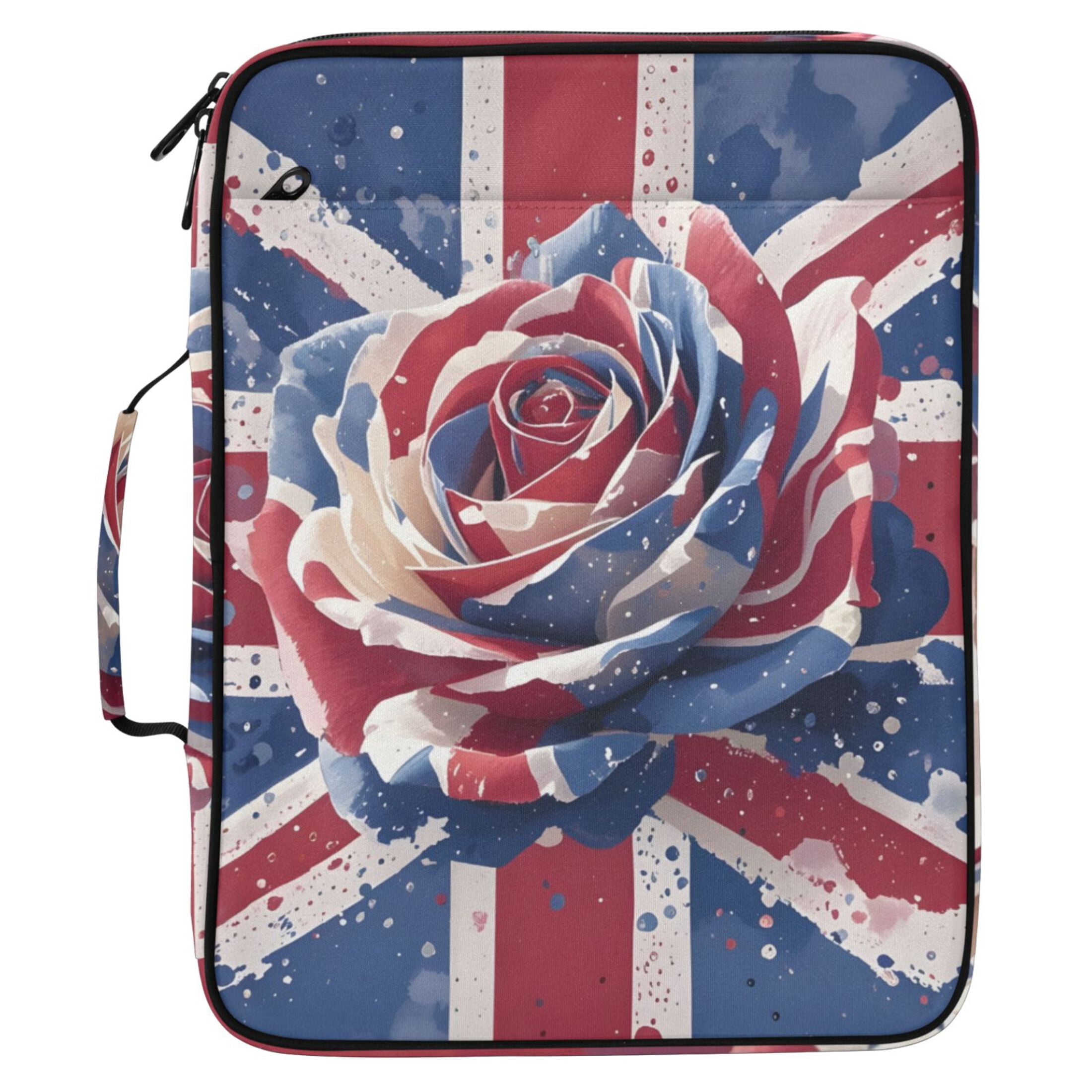 ALAZA Roses Flag Pattern Expanding Accordion File Folder 3 Ring Zipper ...