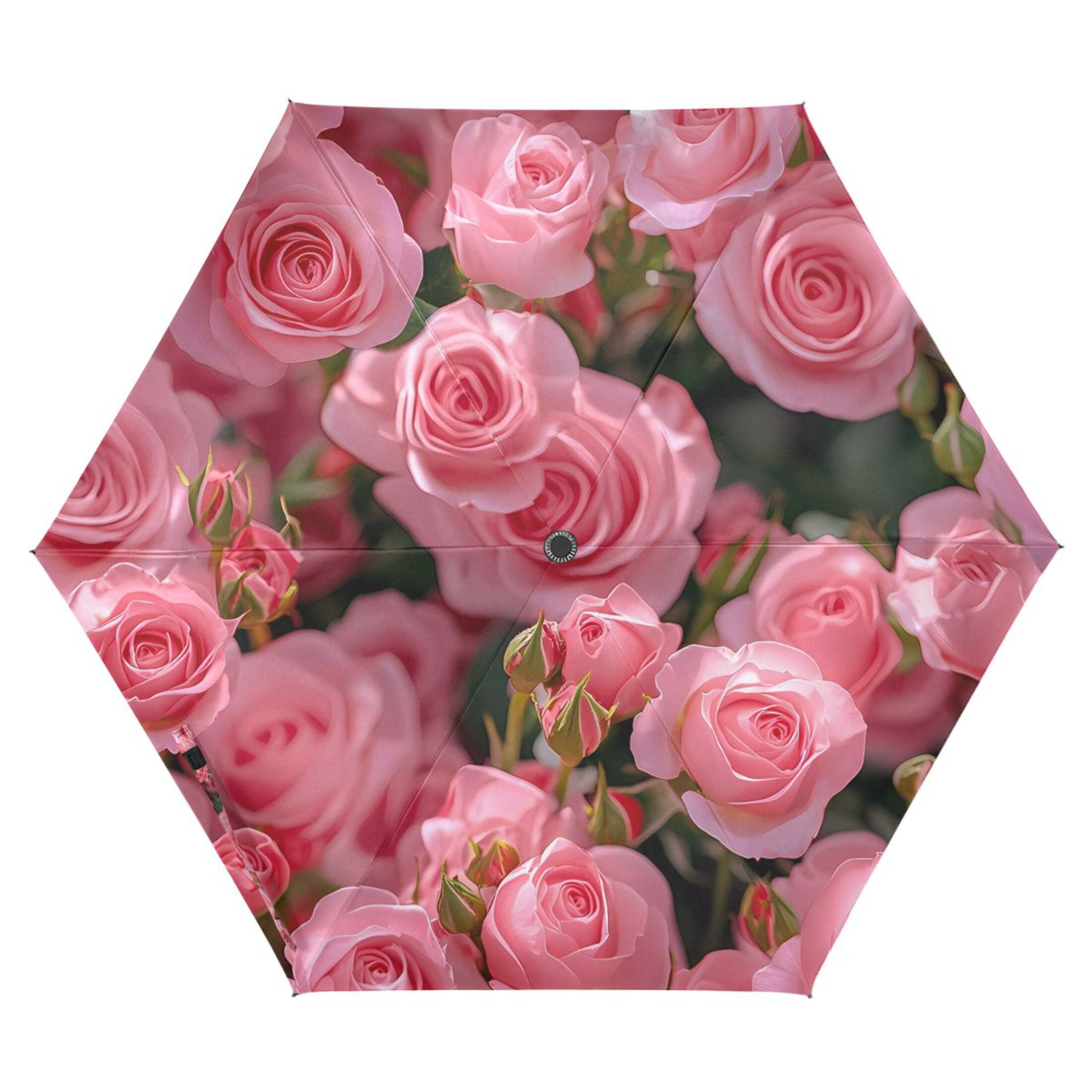 ALAZA Roses Flowers-i8 UPF 50+ Compact Folding Umbrella for Rain Travel ...