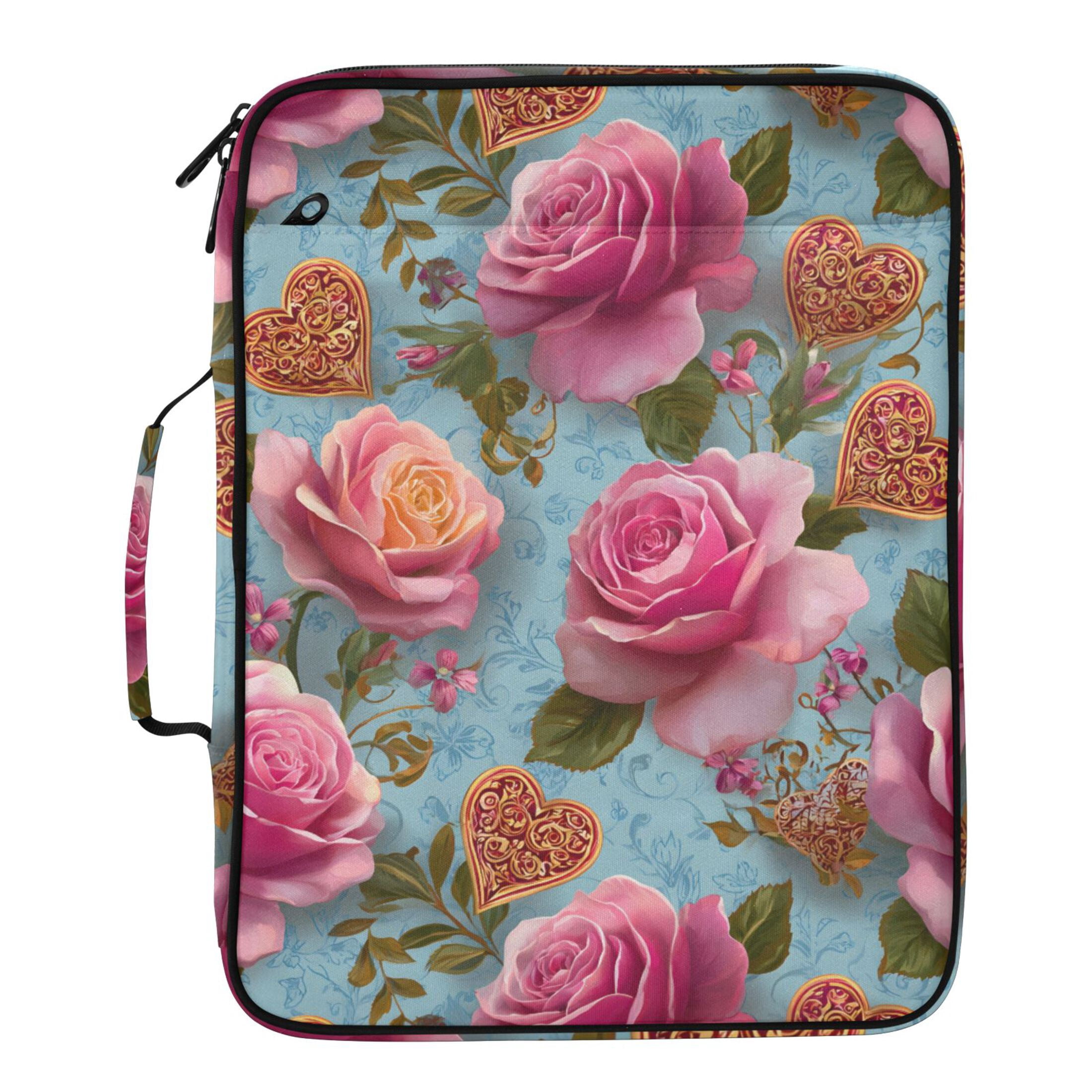 ALAZA Roses Heart Flower Pattern Expanding Accordion File Folder 3 Ring ...