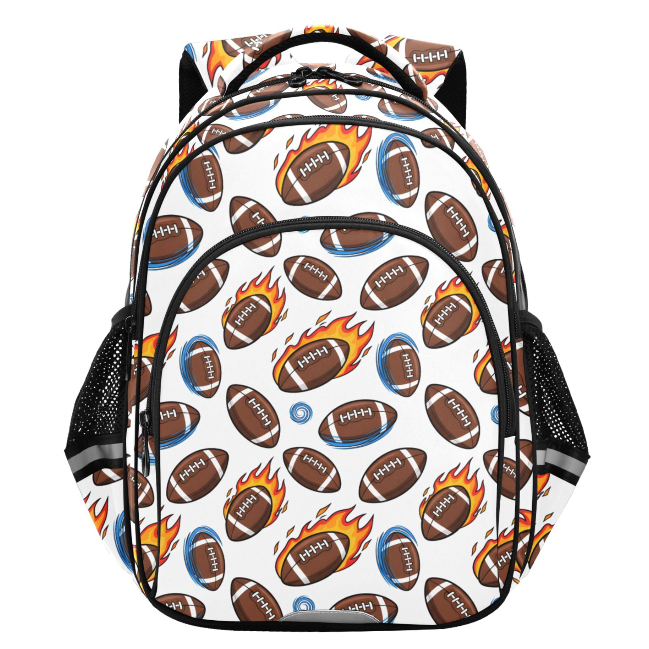 ALAZA Rugby Ball with Flames School Backpack Elementary Bag Student ...