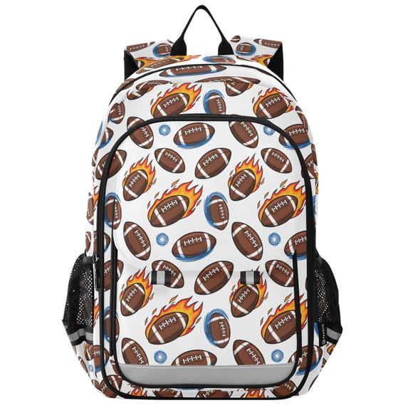 ALAZA Rugby Ball with Flames School Laptop Backpack Travel Bag Casual ...