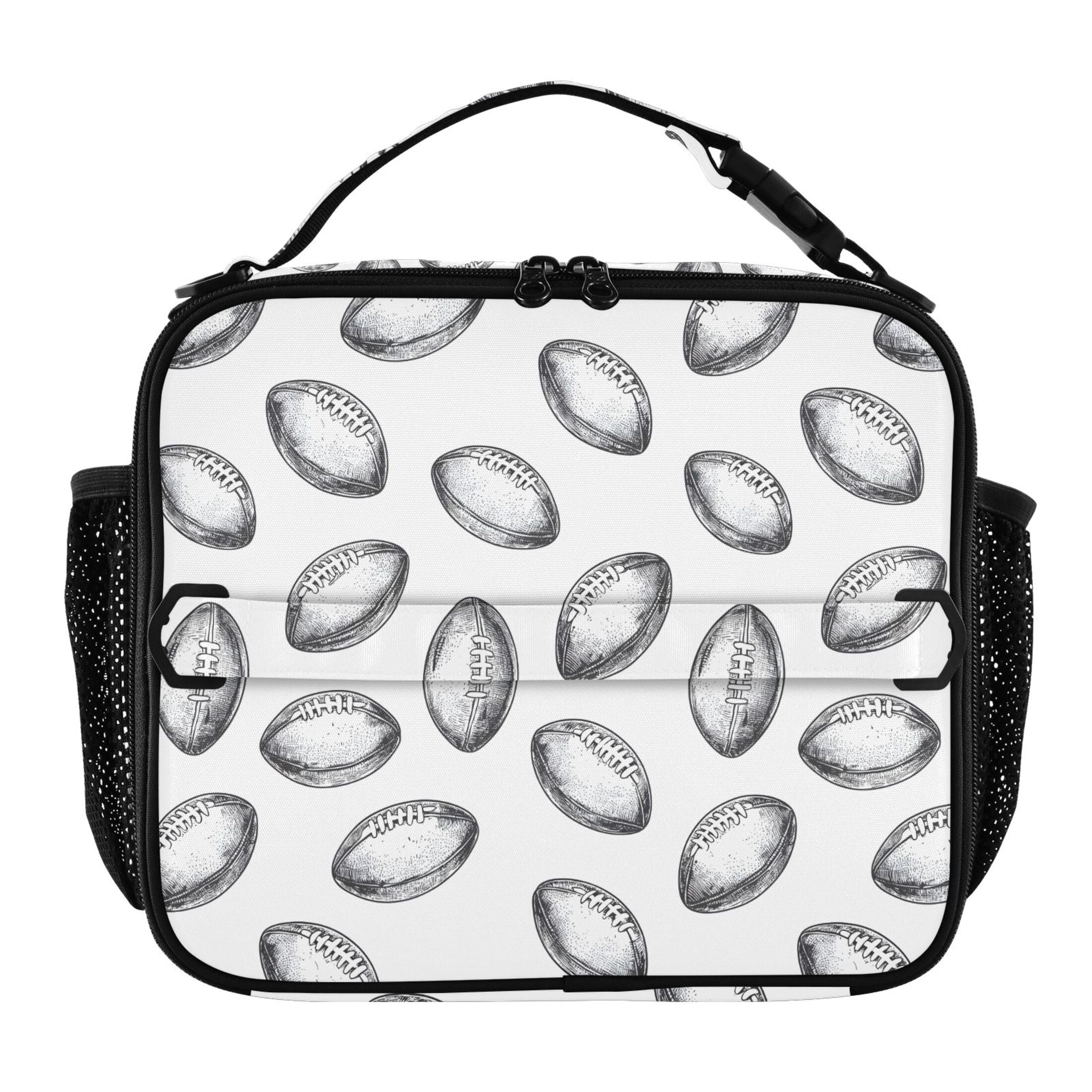 ALAZA Rugby Balls Football Lunch Box Insulated Lunch Bag Cooler Tote ...