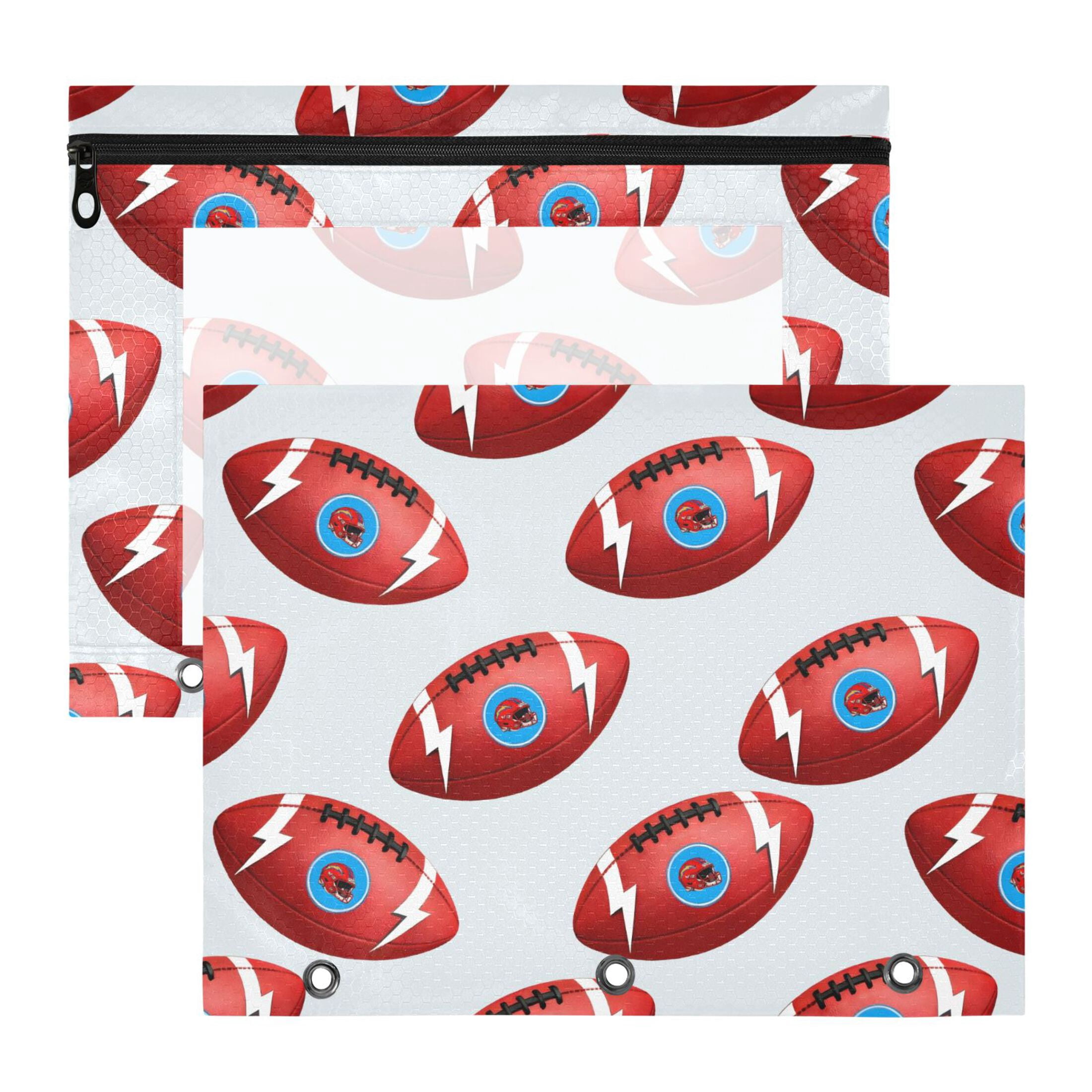 ALAZA Rugby Balls Footballs Pattern Pencil Pouch 3 Ring Binder with ...