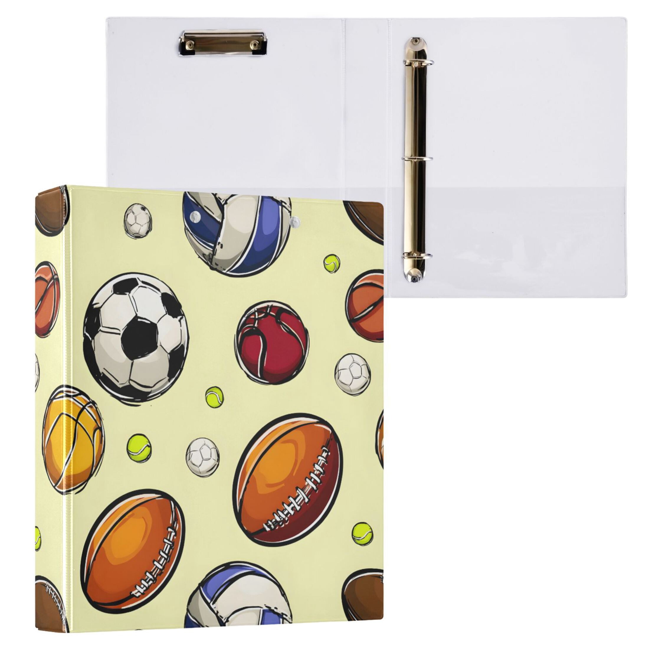 ALAZA Rugby Baseballs Football Hardcover 3 Ring Binder 1.5" D-Rings ...