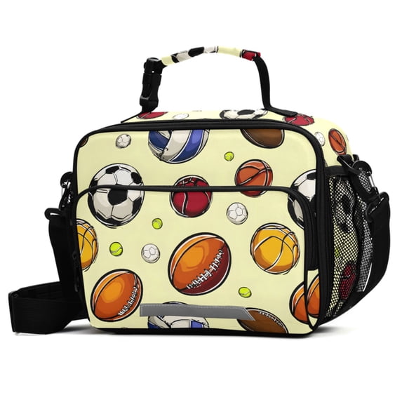 ALAZA Rugby Baseballs Football Lunch Box Insulated Cooler Bag Reusable ...