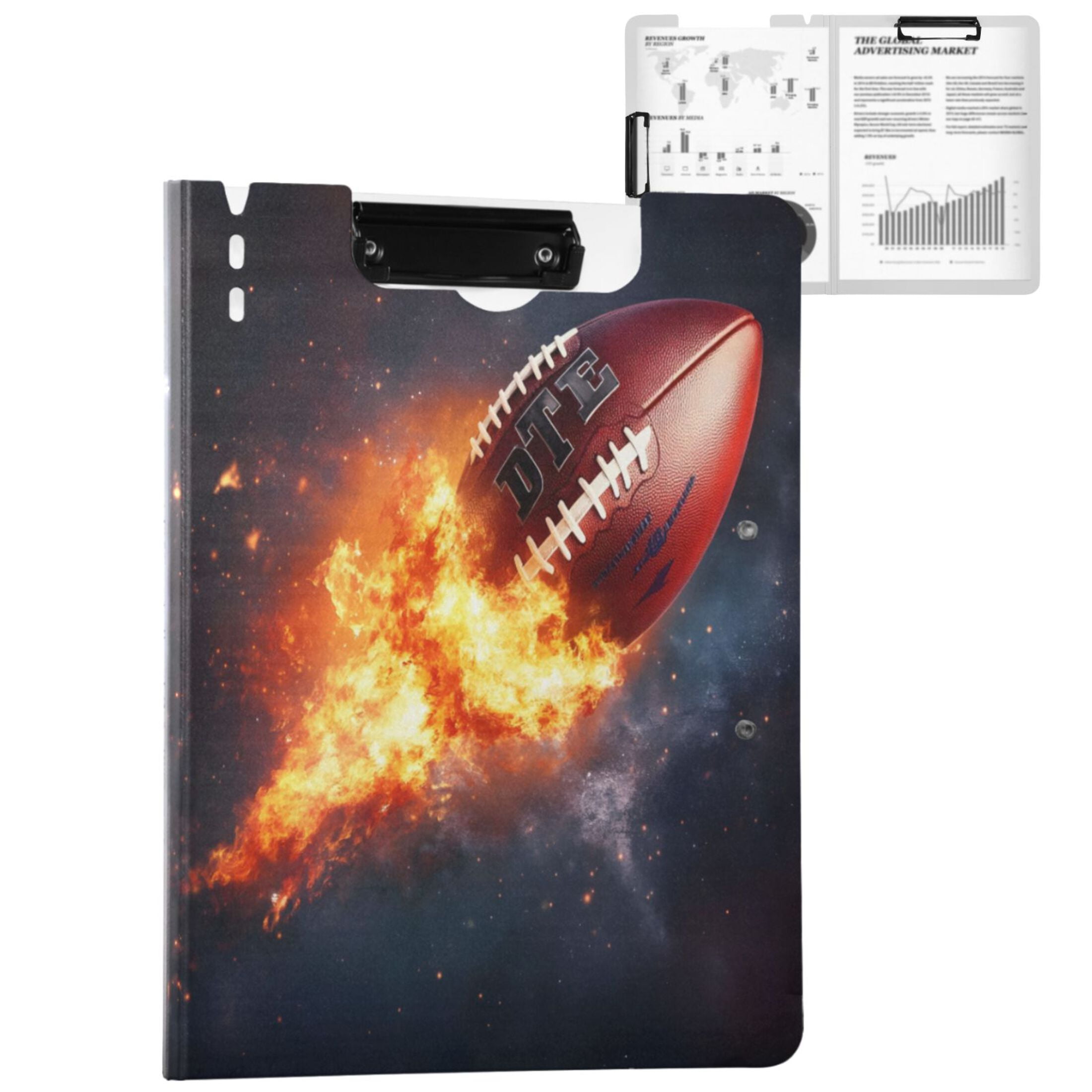 ALAZA Rugby Football Fire A4 Foldable Clipboard 360 Degree Folder ...