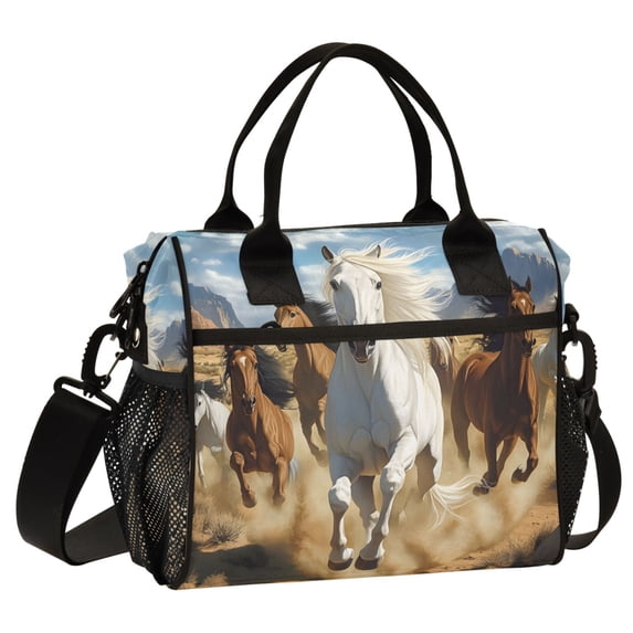 ALAZA Running Horses Print Cooler Lunch Bag Insulated Reusable Lunch ...