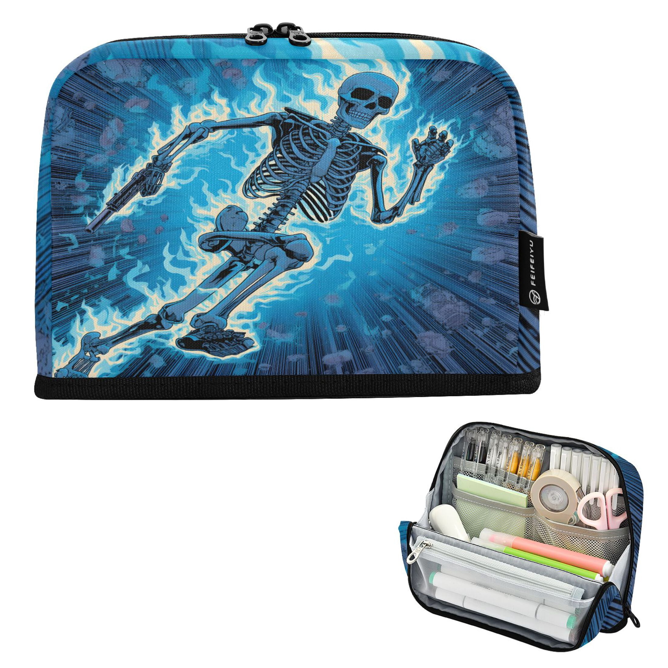 ALAZA Running Skeleton Pencil Case Pen Pouch Bag Large Capacity ...