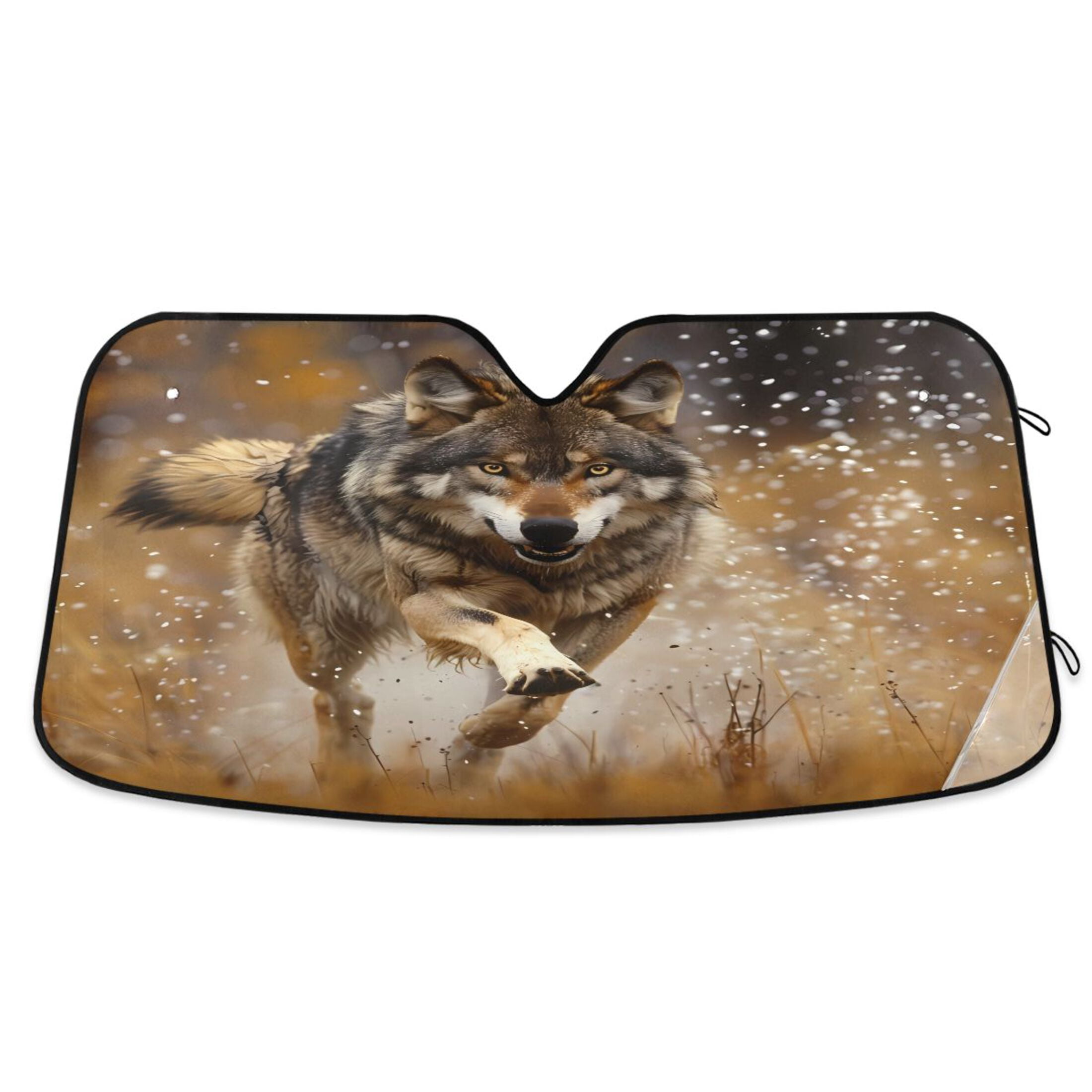 ALAZA Running Wolf Windshield Sun Shade Car Foldable Sun Visor Block UV ...