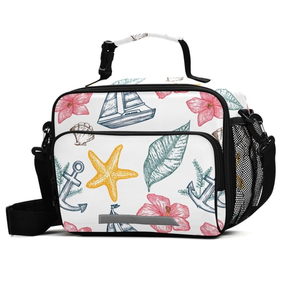 ALAZA Sailboat Anchor Starfish Lunch Box Insulated Cooler Bag Reusable ...
