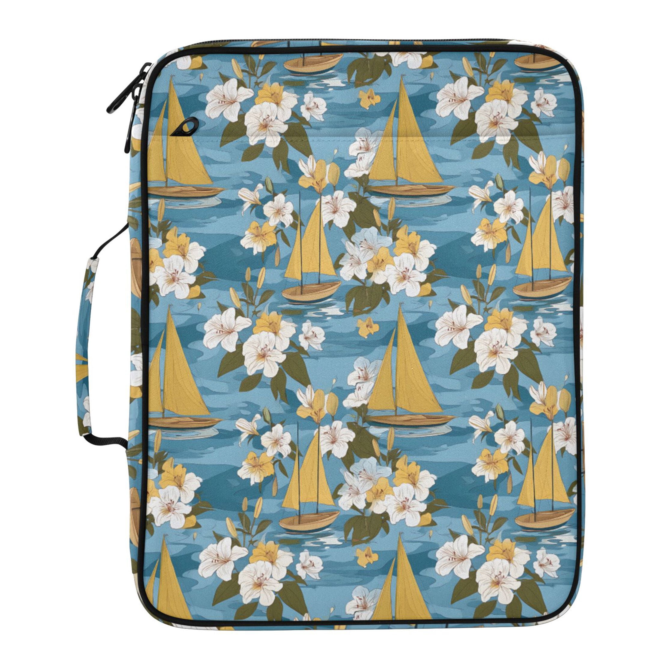 ALAZA Sailboat Flowers Pattern Expanding Accordion File Folder 3 Ring ...