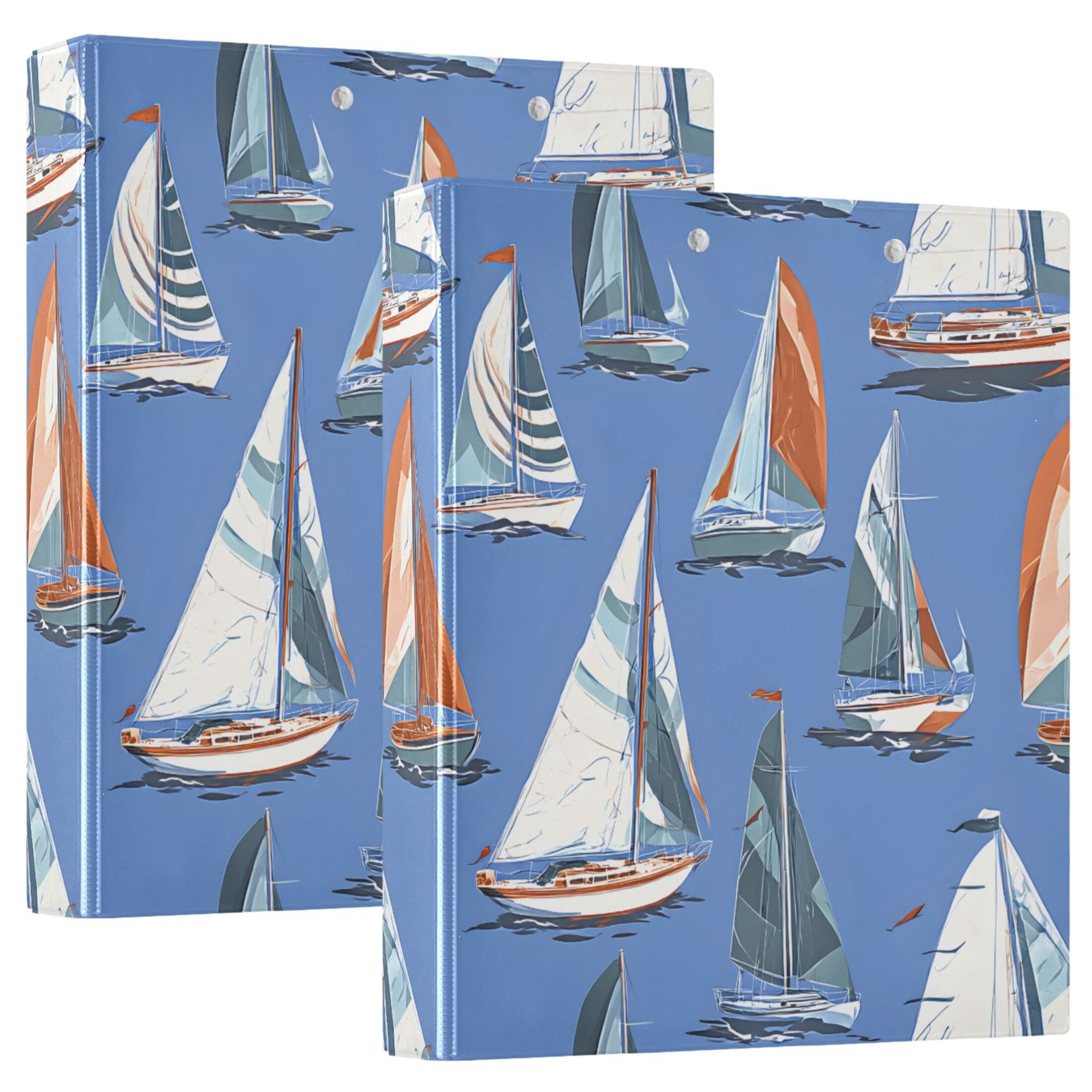 ALAZA Sailboats Blue Hardcover 3 Ring Binder 1.5" D-Rings with Interior ...
