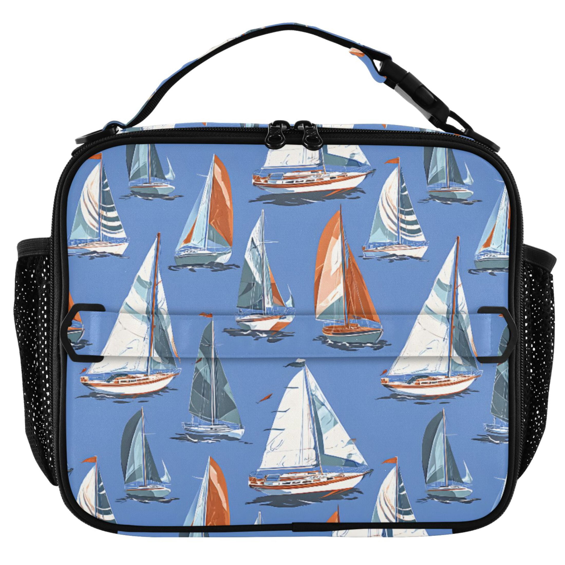 ALAZA Sailboats Blue Insulated Lunch Box Lunch Bag Cooler Tote with ...
