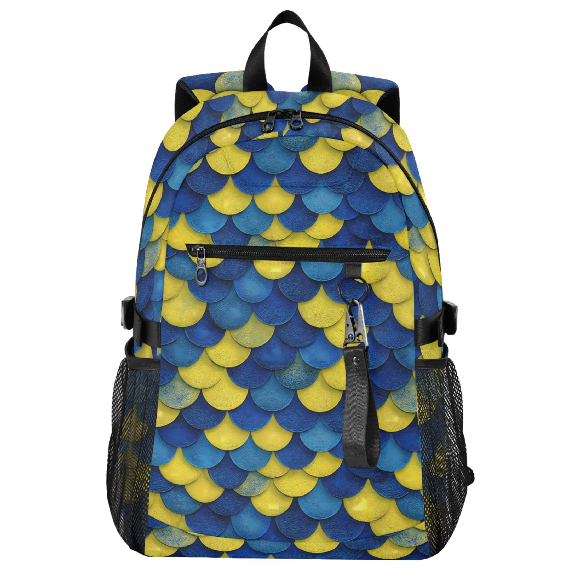 ALAZA Scale Blue and Yellow Pattern School Backpack Travel Laptop Bag ...
