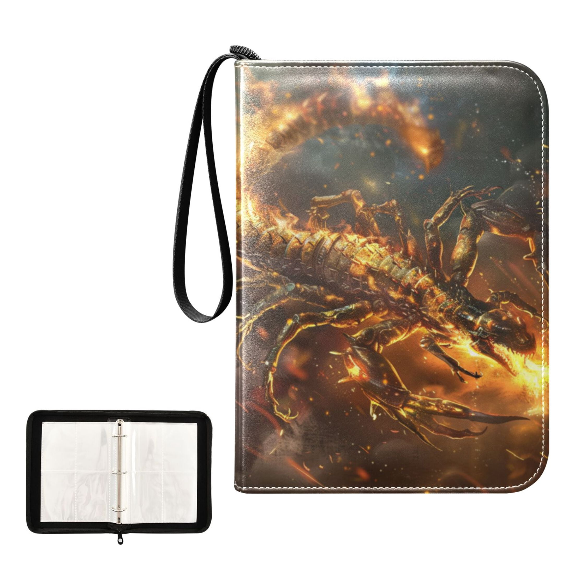 ALAZA Scorpio with Fire Trading Card Binder 4 Pocket Cards Collection ...