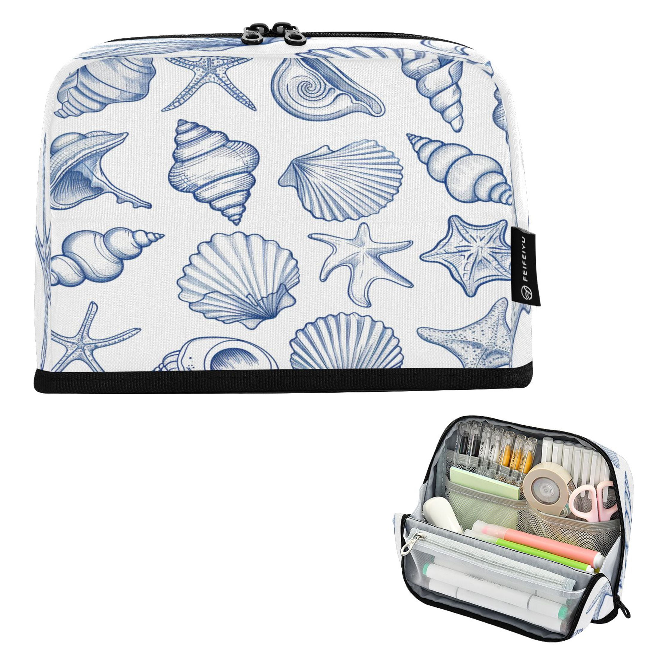 ALAZA Sea Shells and Conch Pencil Case Pen Pouch Bag Large Capacity ...