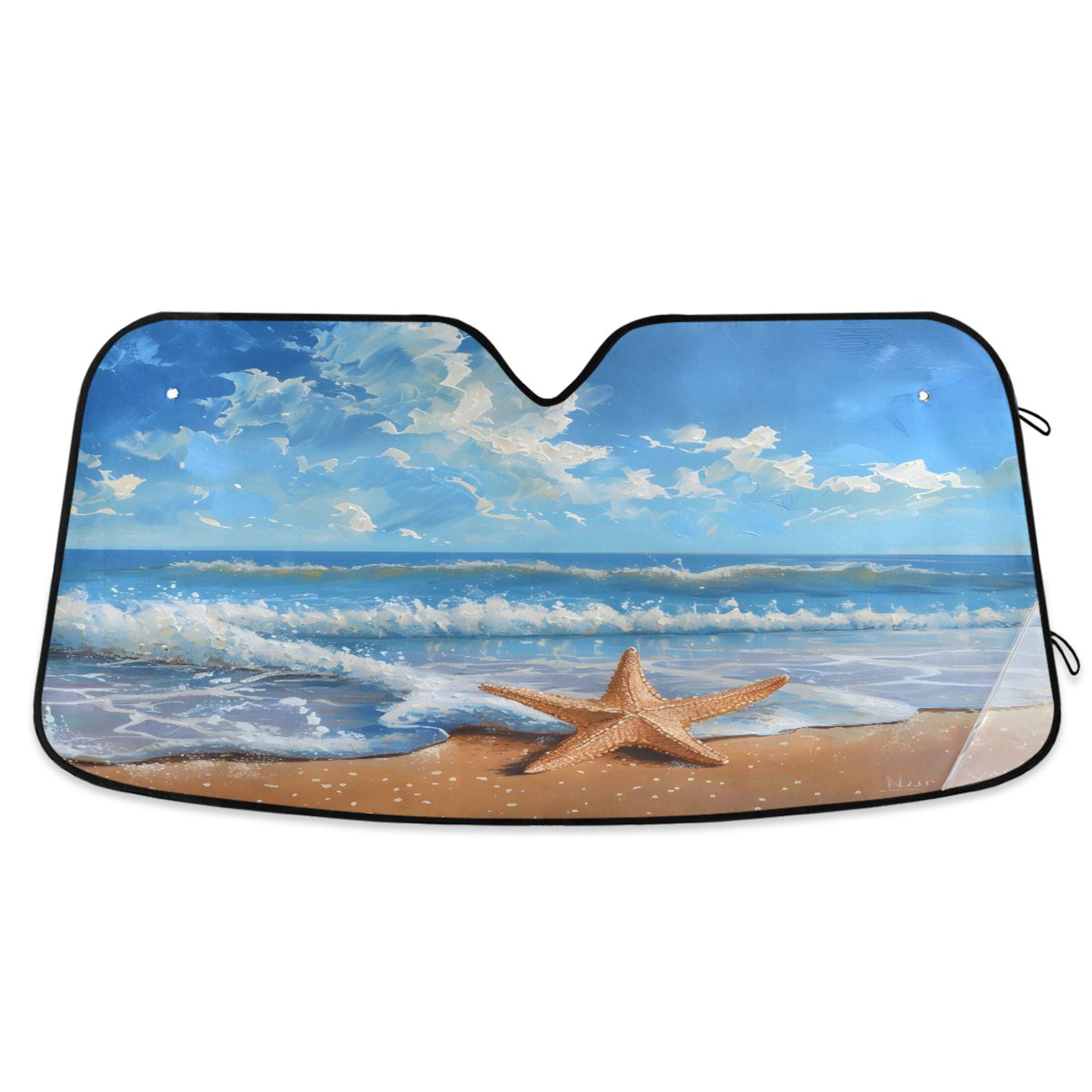 ALAZA Sea Stars Beach Sky Landscape Windshield Sun Shade Car Foldable ...