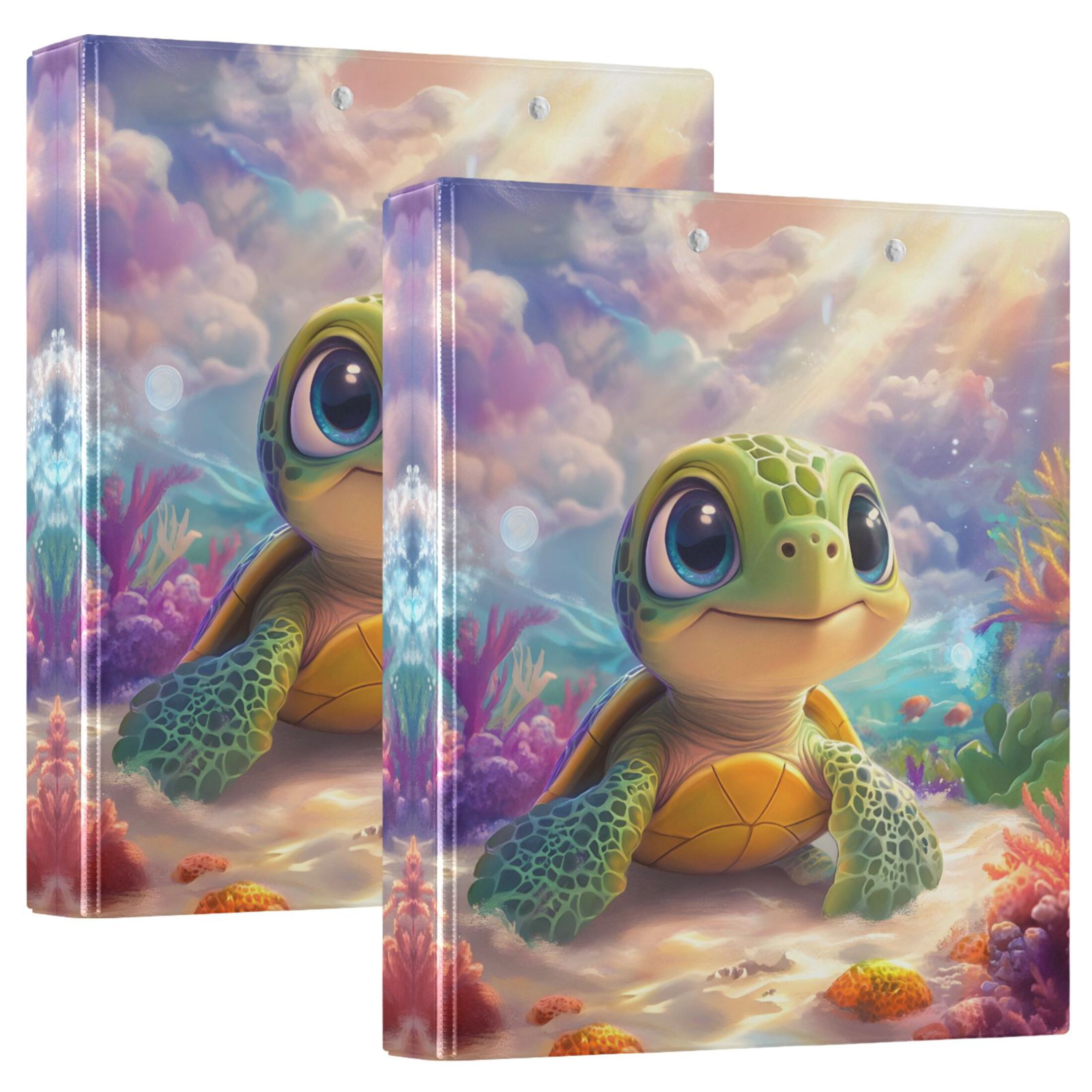 ALAZA Sea Turtles Sunshine Hardcover 3 Ring Binder 1.5" D-Rings with ...