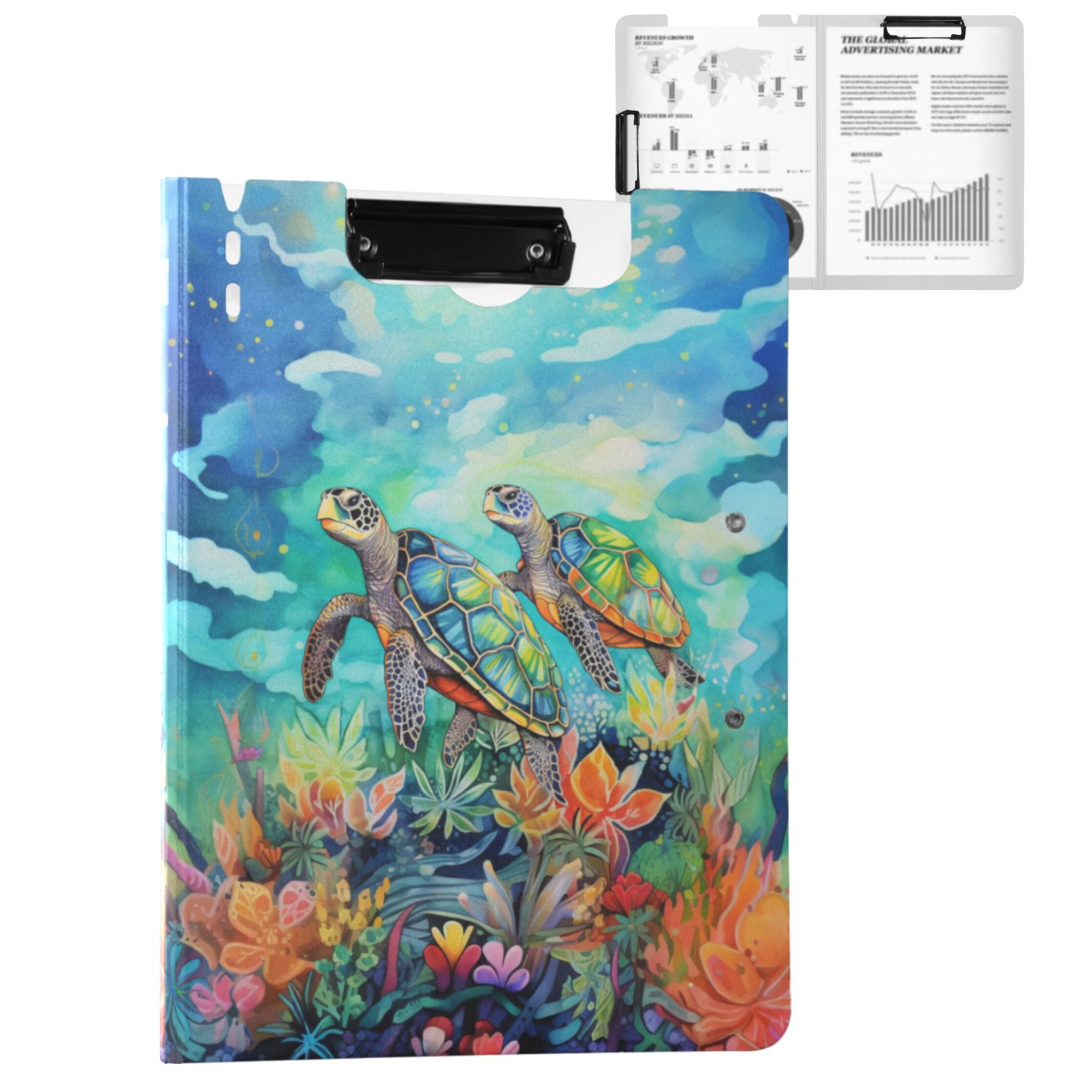 ALAZA Sea Turtles in Ocean A4 Foldable Clipboard 360 Degree Folder ...
