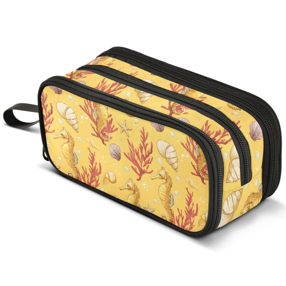 ALAZA Seahorse Coral Summer Pencil Case Bag Large 3 Compartment Pen ...