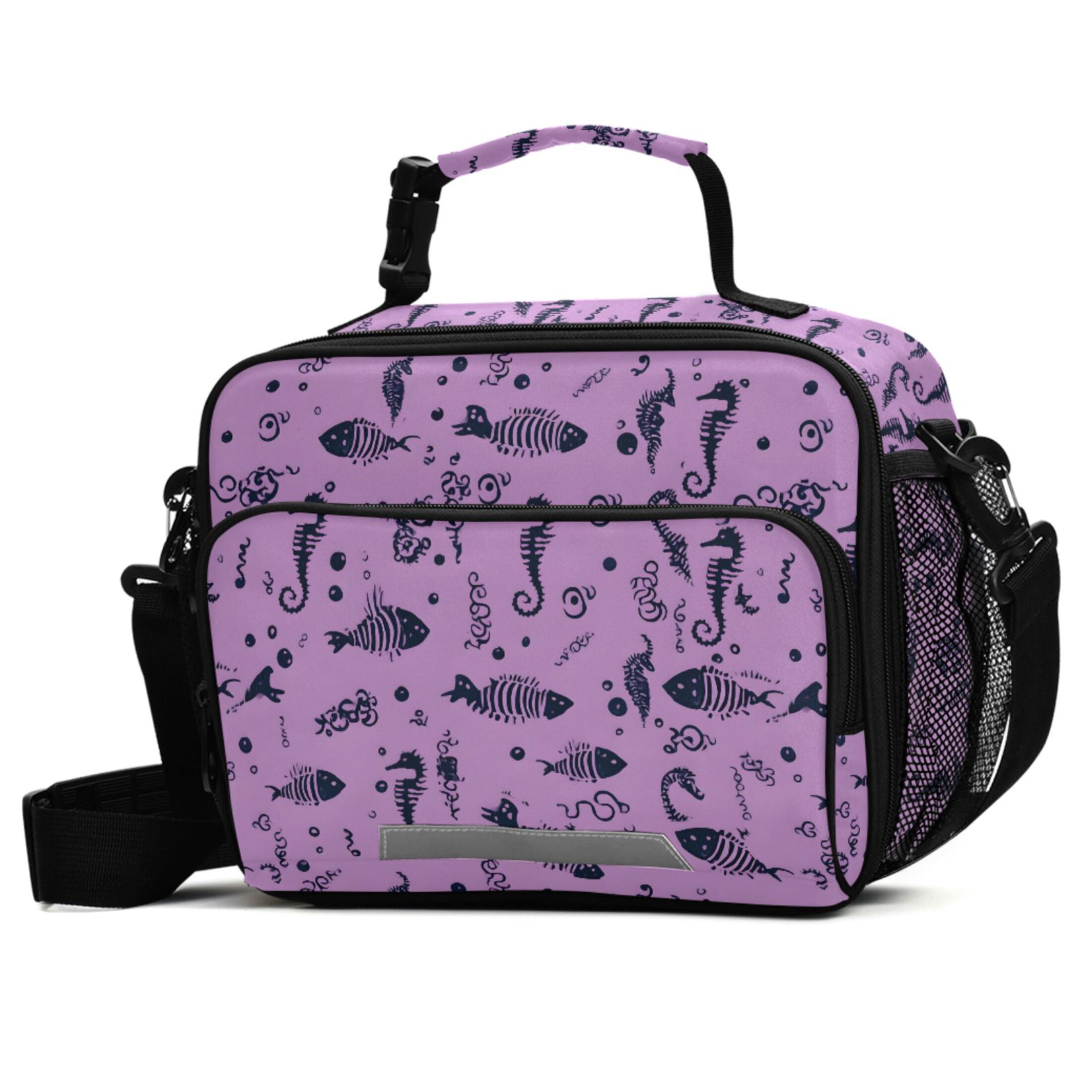ALAZA Seahorse Fish Bone Pattern Lunch Box Insulated Cooler Bag ...