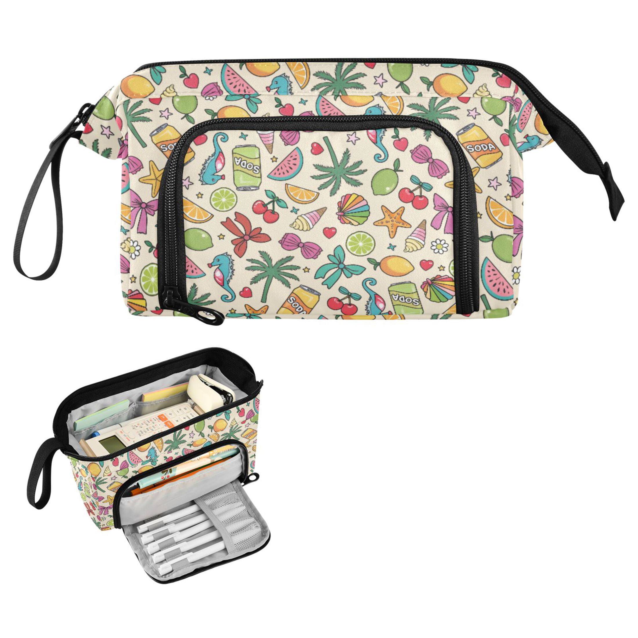 ALAZA Seahorse Palm Summer Pencil Pouch Big Capacity Pencil Case Zipper ...