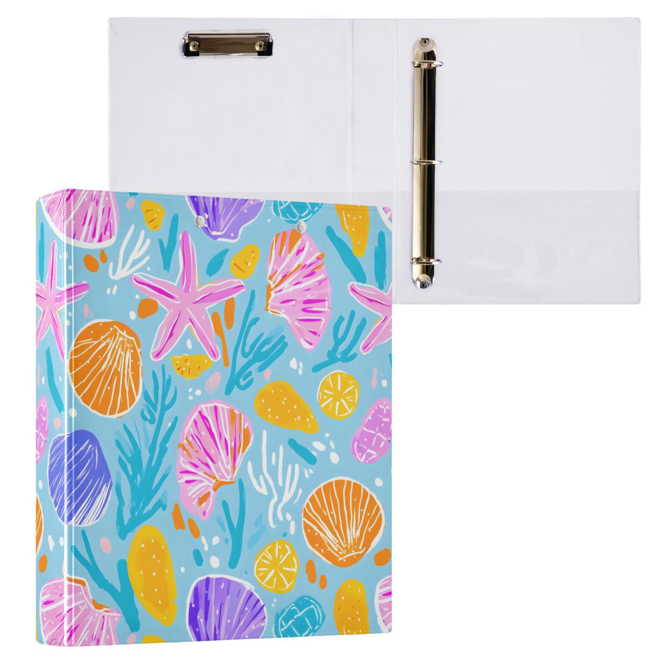 ALAZA Seashell Starfish Paint Hardcover 3 Ring Binder 1.5" D-Rings with ...