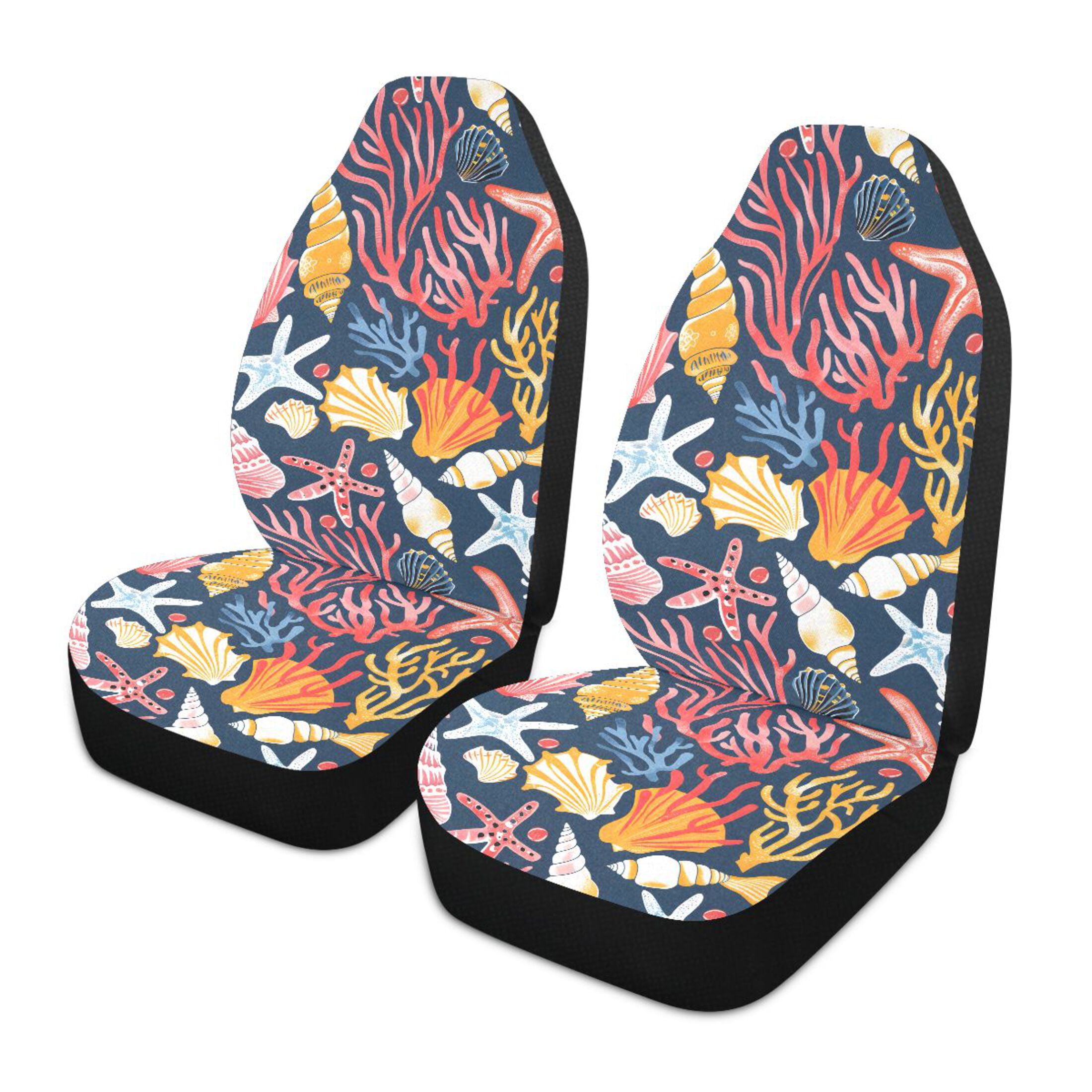 ALAZA Seashells Corals and Starfishes Car Seat Covers 2 PCs Universal ...