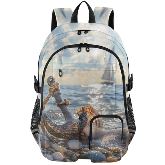ALAZA Seaside Anchors Sailboat Print Student Backpack School Bookbag ...