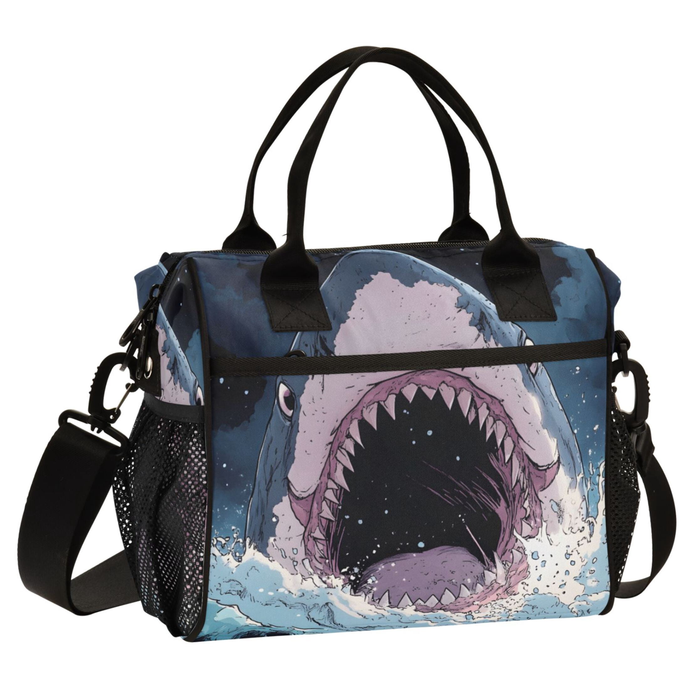 ALAZA Shark Artistic Print Cooler Lunch Bag Insulated Reusable Lunch ...