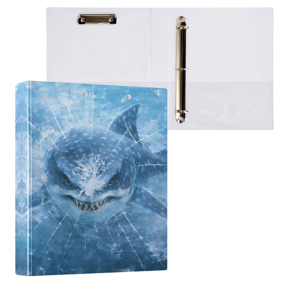 ALAZA Shark Hardcover 3 Ring Binder 1.5" D-Rings with Interior Pockets ...