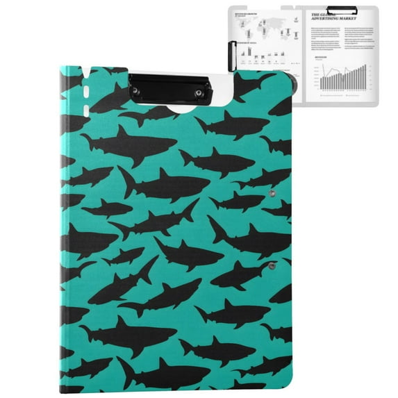 ALAZA Shark Silhouette Green A4 Foldable Clipboard 360 Degree Folder ...