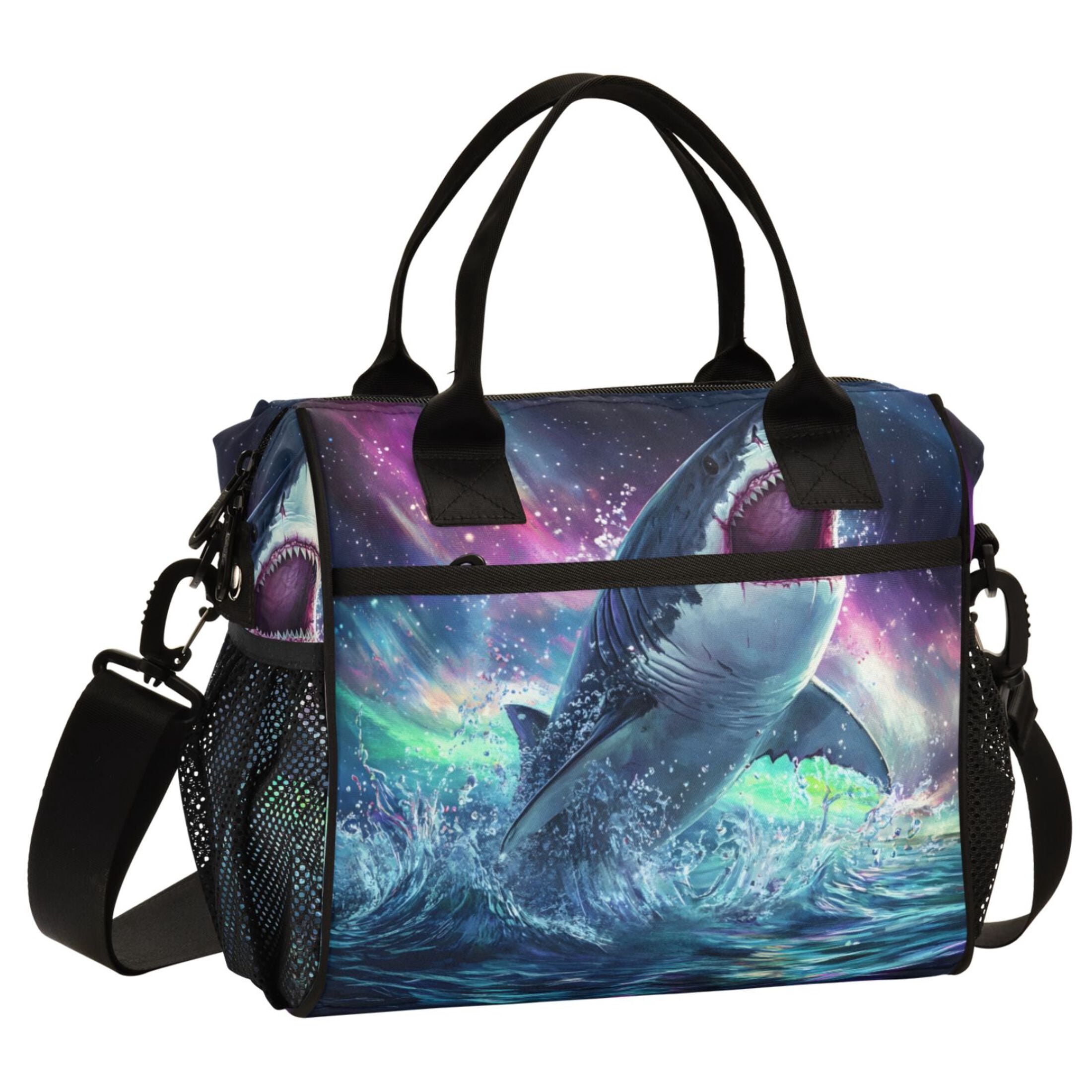 ALAZA Shark Starry Sea Print Cooler Lunch Bag Insulated Reusable Lunch ...