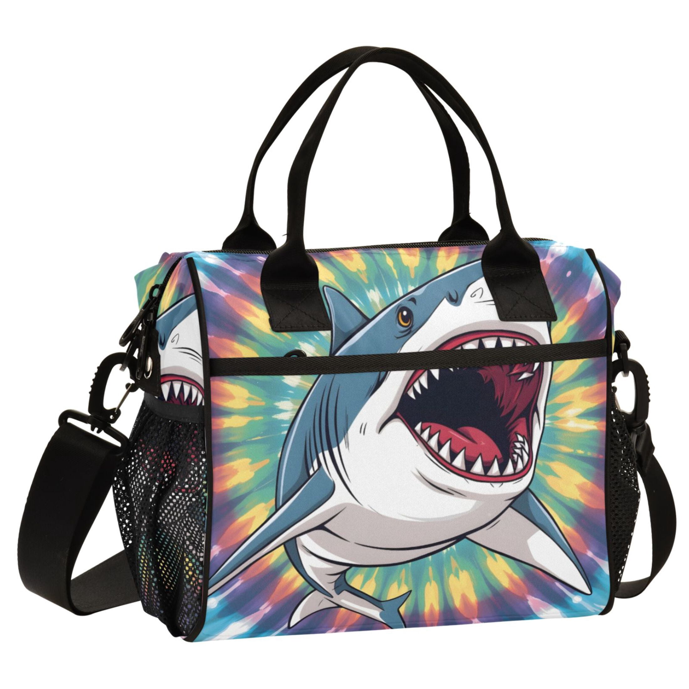 ALAZA Shark Tie Dye Print Cooler Lunch Bag Insulated Reusable Lunch ...