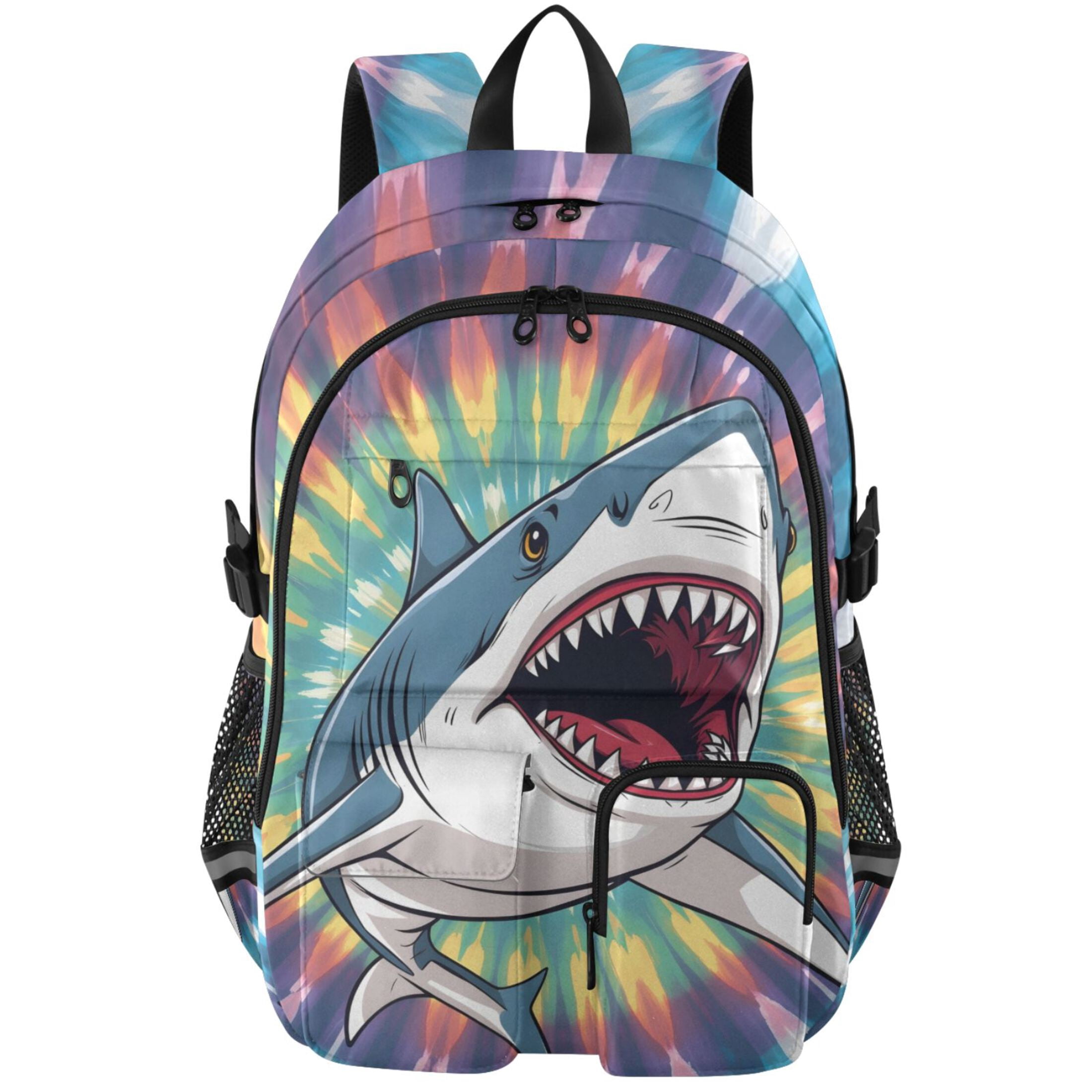 ALAZA Shark Tie Dye Print Student Backpack School Bookbag Large Laptop ...