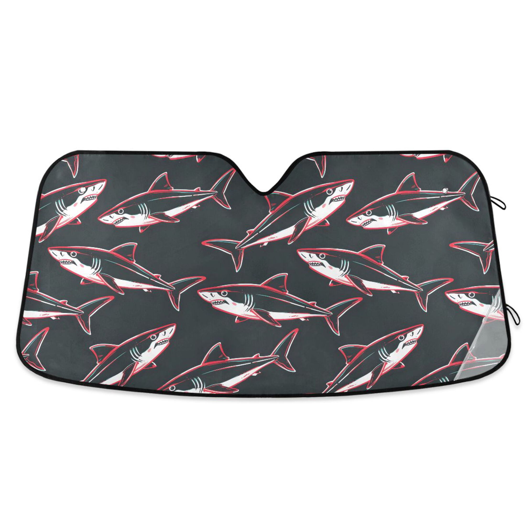 ALAZA Sharks with Red Pattern Car Windshield Sun Shade Foldable UV Ray ...